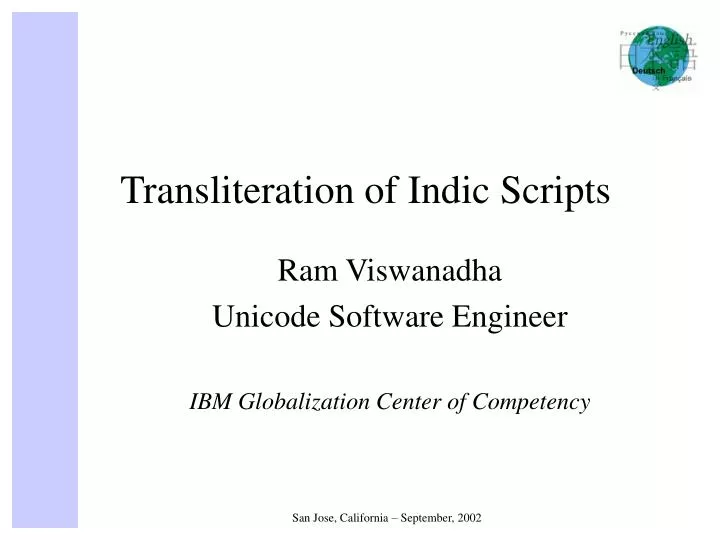 PPT - Transliteration of Indic Scripts PowerPoint Presentation, free ...