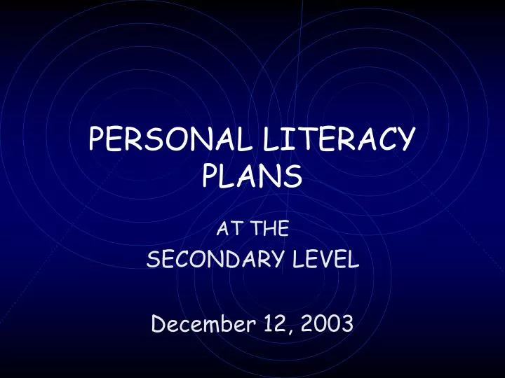 PPT - PERSONAL LITERACY PLANS PowerPoint Presentation, free download ...