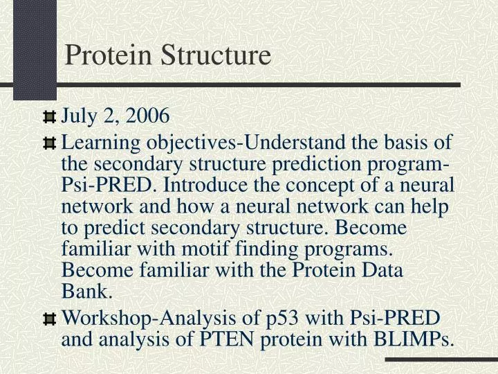 PPT - Protein Structure PowerPoint Presentation, free download - ID:483764