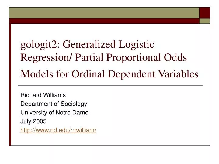 PPT - gologit2: Generalized Logistic Regression/ Partial Proportional ...