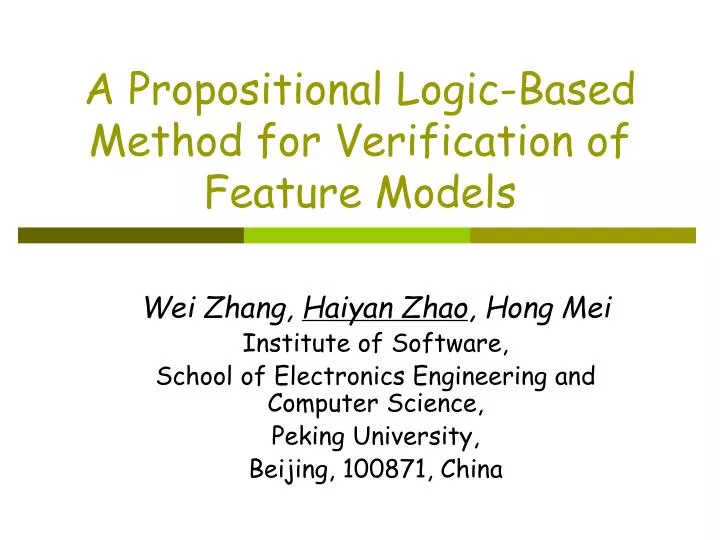 Ppt A Propositional Logic Based Method For Verification Of Feature Models Powerpoint