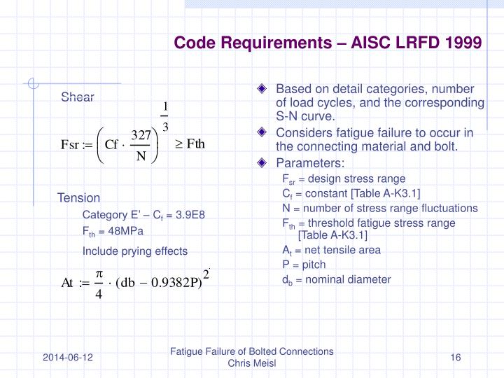 PPT - Fatigue Failure of Bolted Connections PowerPoint Presentation ...