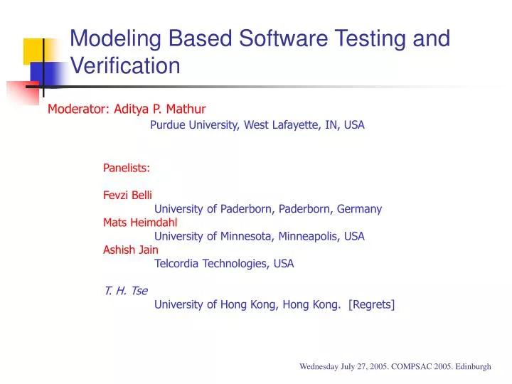 PPT - Modeling Based Software Testing and Verification PowerPoint ...
