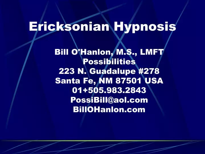 PPT - Ericksonian Hypnosis PowerPoint Presentation, free download - ID ...