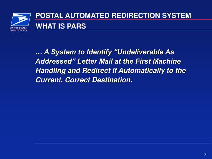 PPT - Postal Automated Redirection System (PARS) PowerPoint ...