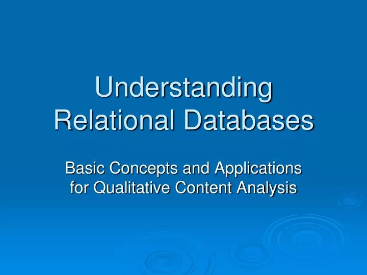 PPT - Understanding Relational Databases PowerPoint Presentation, free download - ID:492988
