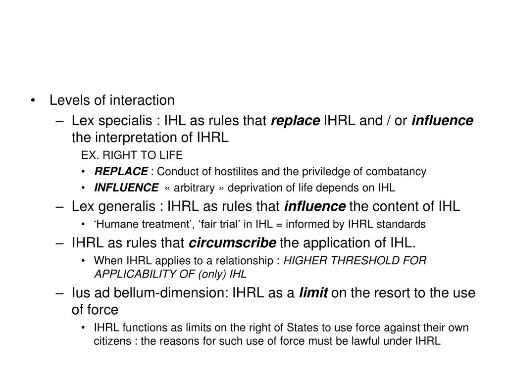 PPT - The relationship between international humanitarian law (IHL) and ...