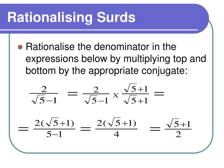 PPT - Week 9 - Surds PowerPoint Presentation - ID:496397