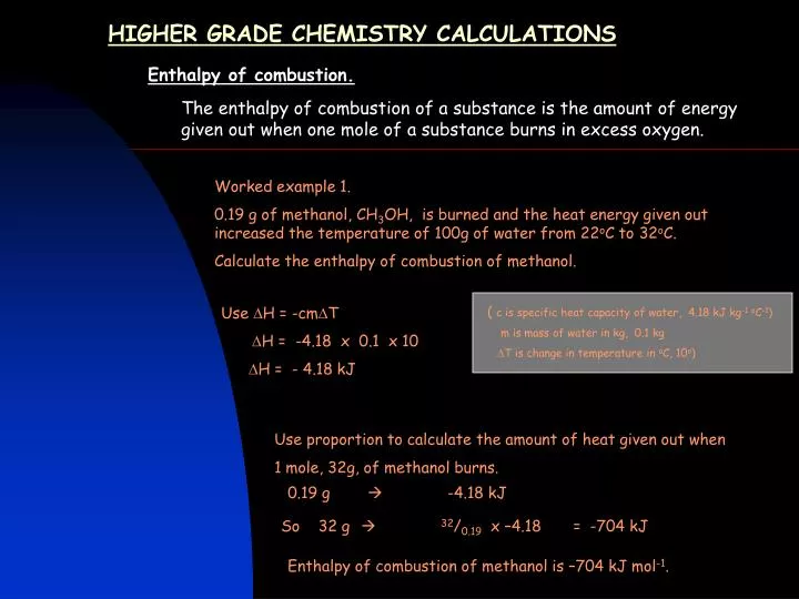PPT - HIGHER GRADE CHEMISTRY CALCULATIONS PowerPoint Presentation, free ...