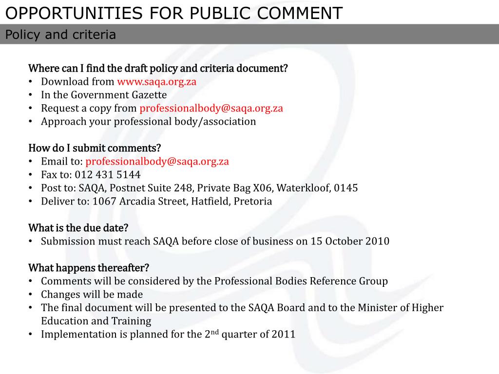 PPT - Policy and criteria for Recognising a professional body and for ...