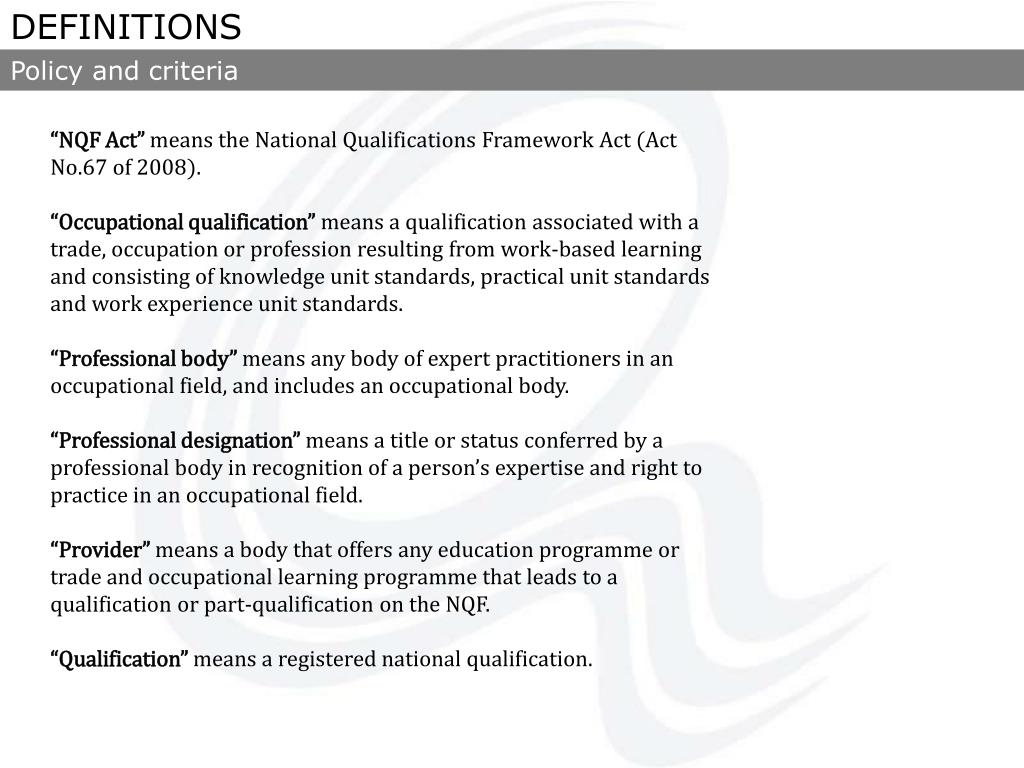 PPT - Policy and criteria for Recognising a professional body and for ...