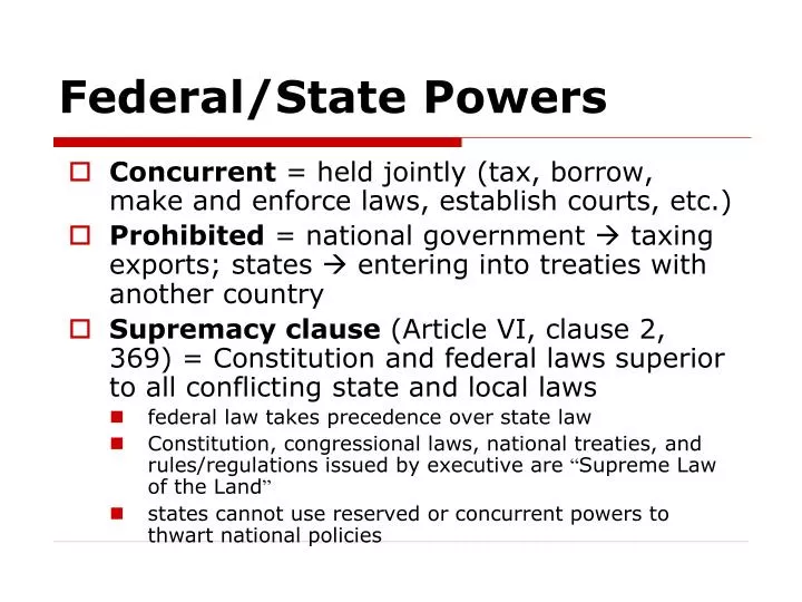 PPT - Federal/State Powers PowerPoint Presentation, free download - ID ...