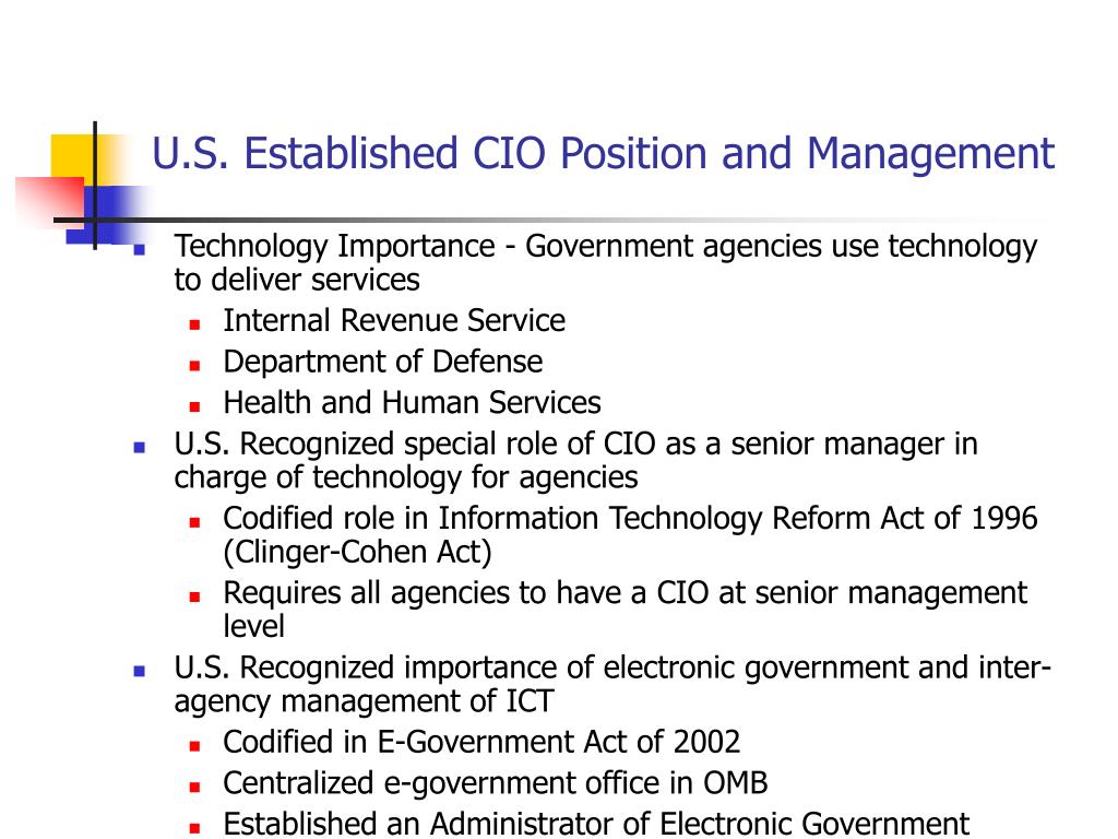 PPT - Role of the CIO in Electronic Government- USA PowerPoint ...