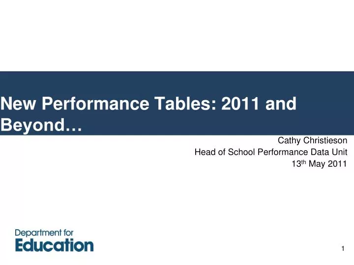 PPT - New Performance Tables: 2011 and Beyond… PowerPoint Presentation ...