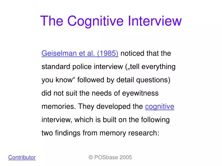 PPT - The Cognitive Interview PowerPoint Presentation, free download ...