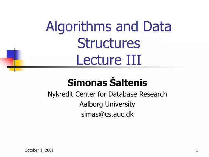 Ppt Algorithms And Data Structures Lecture Iii Powerpoint Presentation Id499559