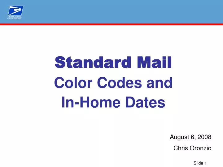 PPT - Standard Mail Color Codes and In-Home Dates PowerPoint ...