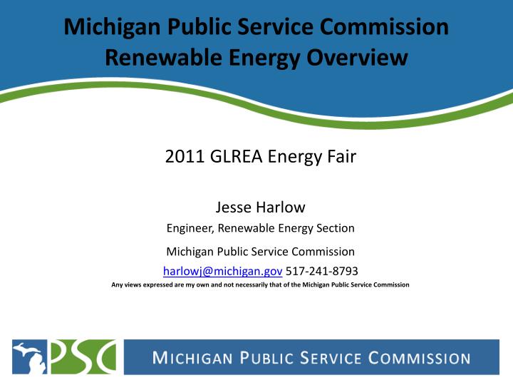 PPT - Michigan Public Service Commission Renewable Energy Overview ...