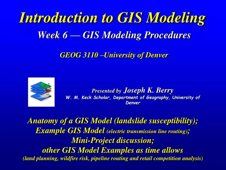 Ppt Introduction To Gis Modeling Week 6 — Gis Modeling Procedures Geog 3110 University Of