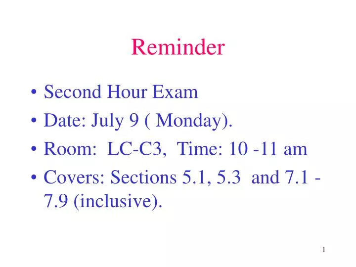 PPT - Reminder PowerPoint Presentation, free download - ID:502407