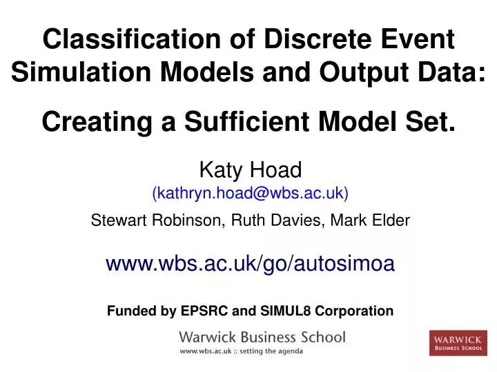 Ppt Classification Of Discrete Event Simulation Models And Output