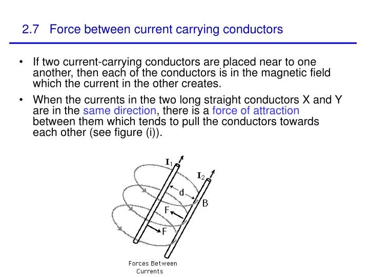 PPT - 2.7 Force between current carrying conductors PowerPoint ...