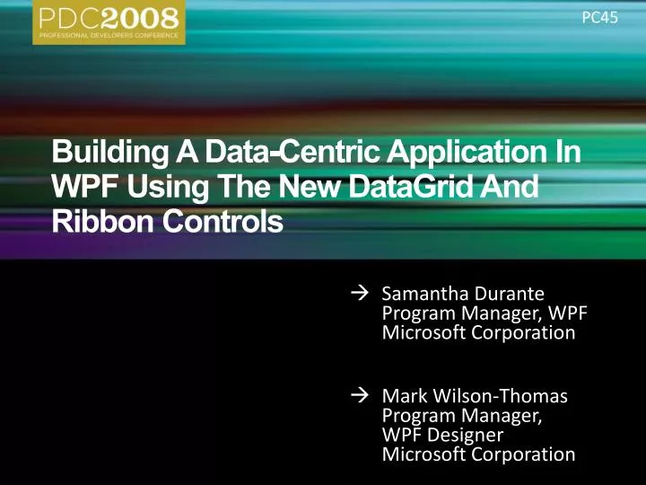 Ppt Building A Data Centric Application In Wpf Using The New Datagrid And Ribbon Controls