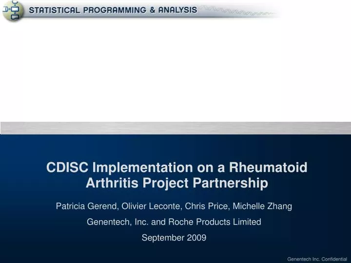 PPT - CDISC Implementation on a Rheumatoid Arthritis Project ...