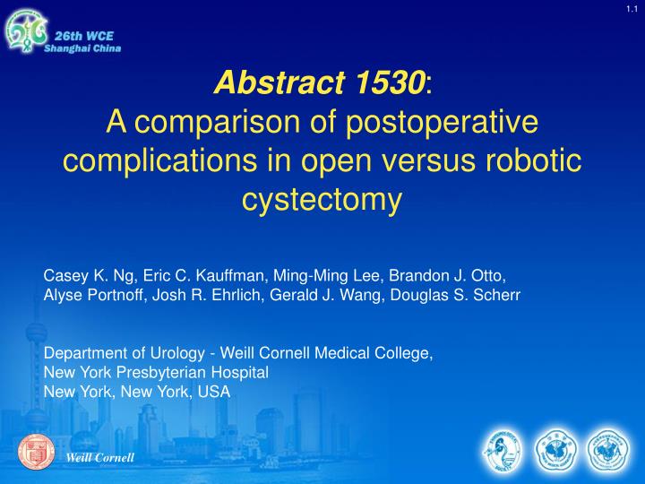 PPT - Abstract 1530 : A comparison of postoperative complications in ...