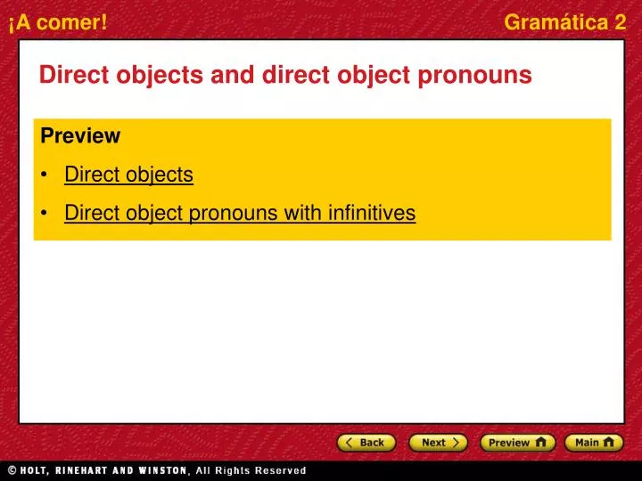 PPT - Direct objects and direct object pronouns PowerPoint Presentation - ID:506317