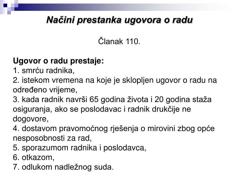 PPT - Otkaz ugovora o radu i zaštita prava iz radnog odnosa PowerPoint ...