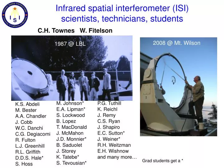 PPT - Infrared spatial interferometer (ISI) scientists, technicians ...