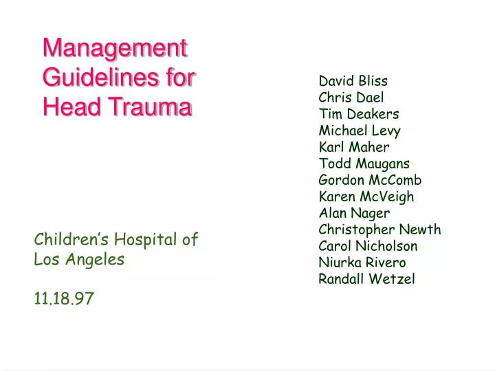 PPT - Management Guidelines for Head Trauma PowerPoint Presentation ...