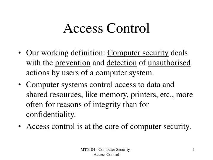 PPT - Access Control PowerPoint Presentation, free download - ID:514614