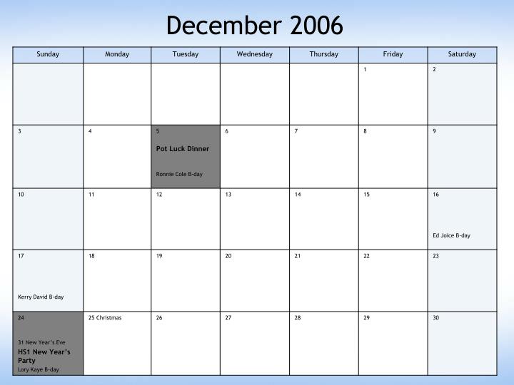 PPT - Holiday Shores 1 Civic Club 2006 Calendar PowerPoint Presentation ...
