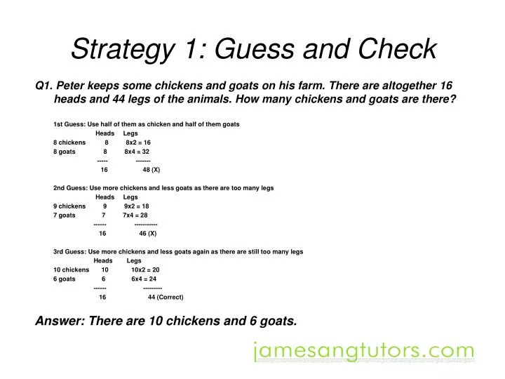 PPT - Strategy 1: Guess and Check PowerPoint Presentation, free ...