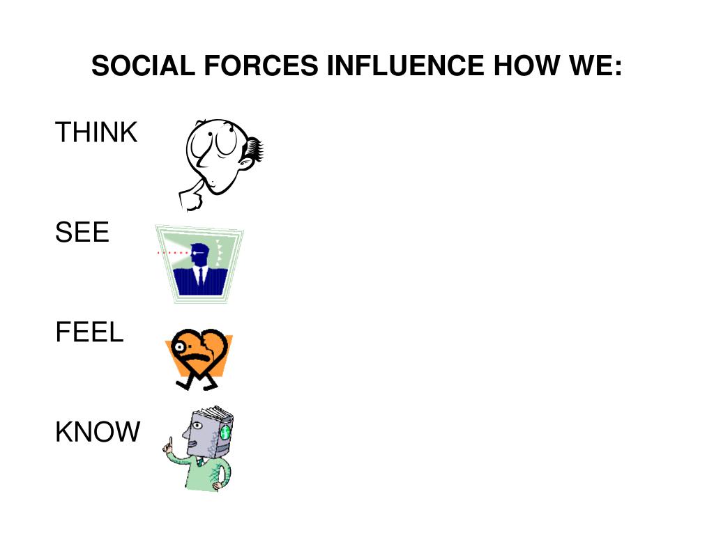 PPT - SOCIAL FORCES INFLUENCE HOW WE: THINK SEE FEEL KNOW PowerPoint ...