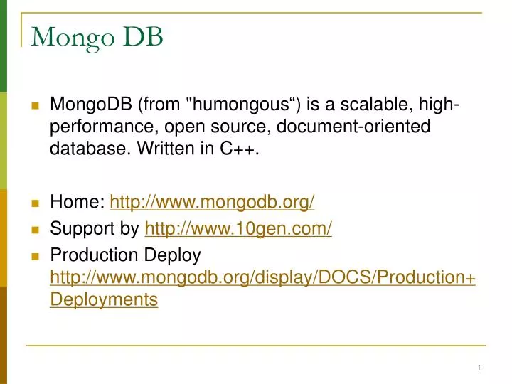 PPT - Mongo DB PowerPoint Presentation, free download - ID:518283