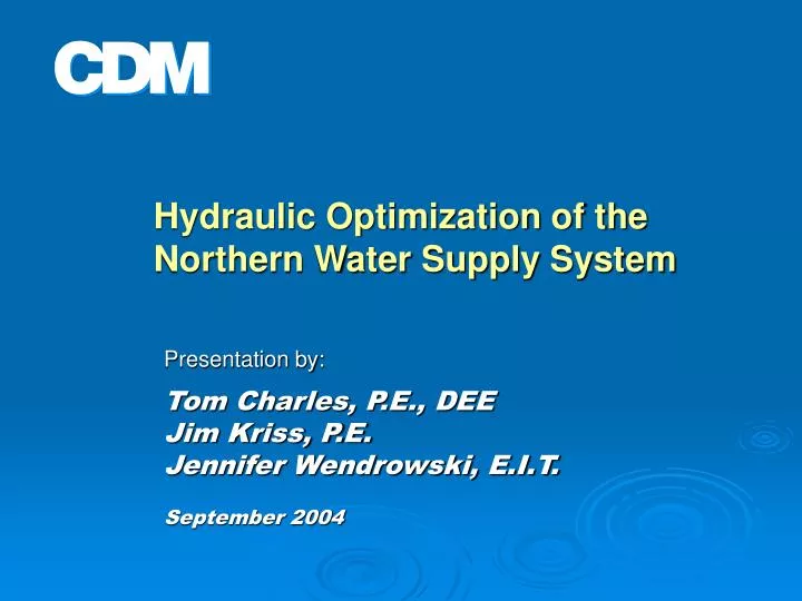 PPT - Hydraulic Optimization of the Northern Water Supply System ...