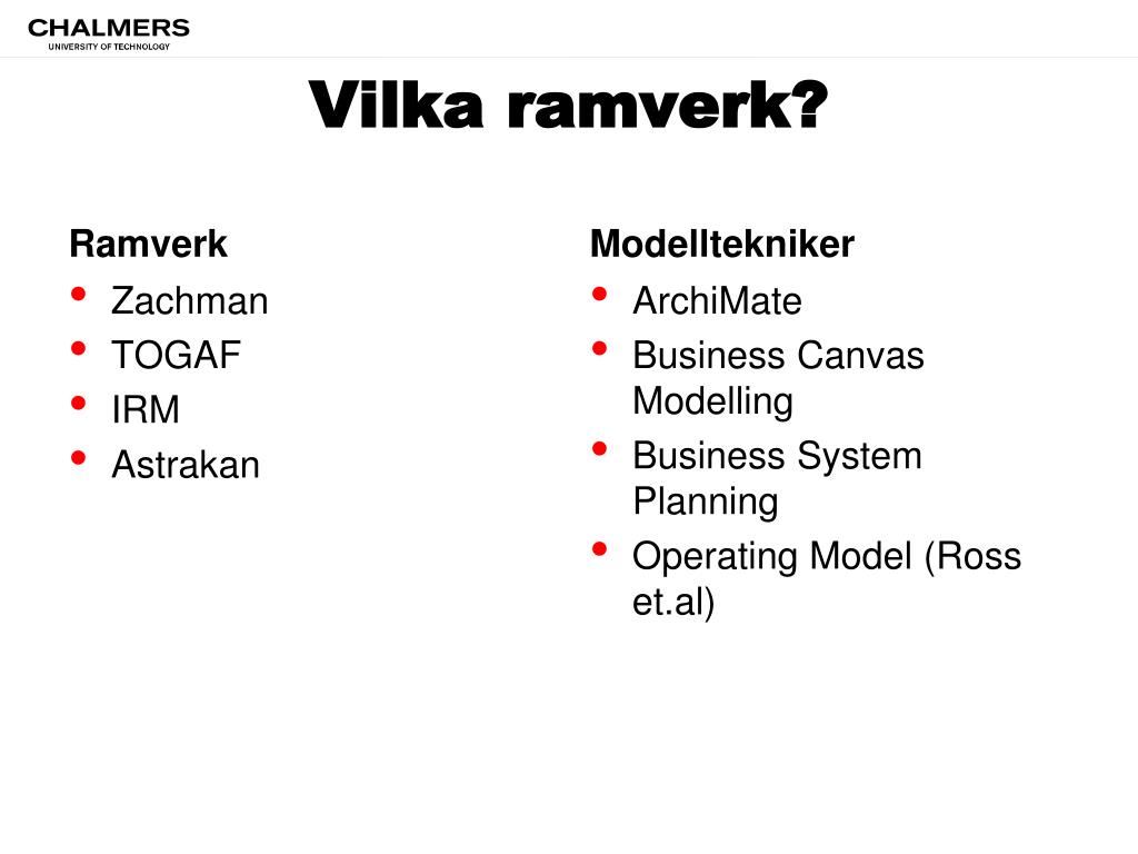 PPT - Översikt och diskussion kring EA-ramverk, en uppdatering ...