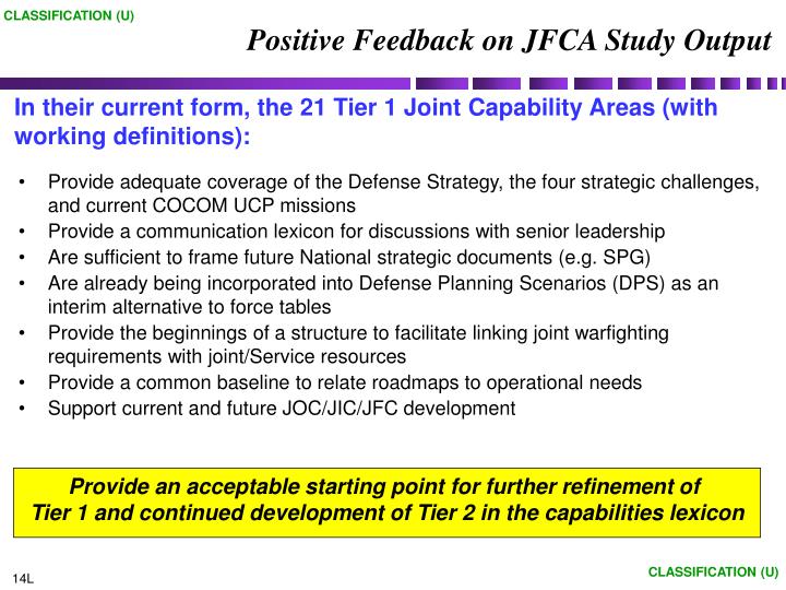 PPT - THE JOINT FORCE CAPABILITY ASSESSMENT (JFCA) STUDY (U) and the ...