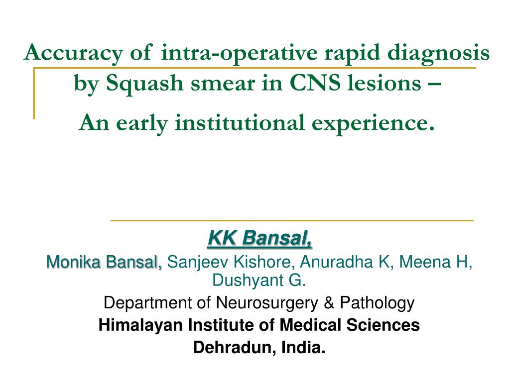 PPT - Accuracy of intra-operative rapid diagnosis by Squash smear in ...
