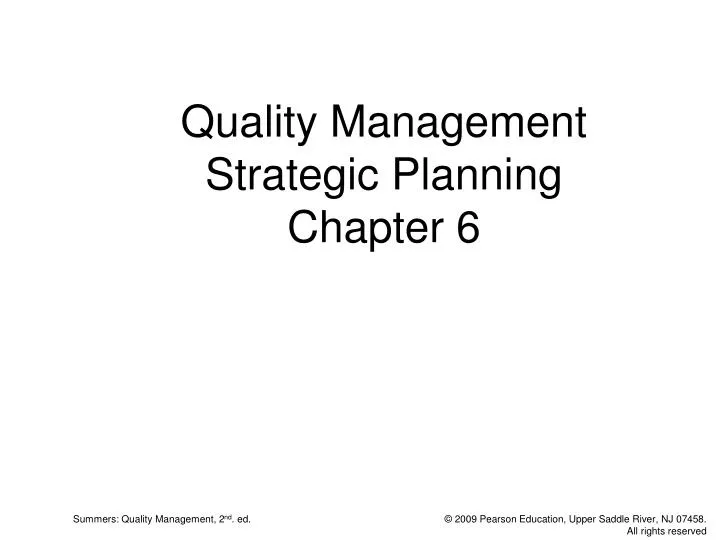 PPT - Quality Management Strategic Planning Chapter 6 PowerPoint ...