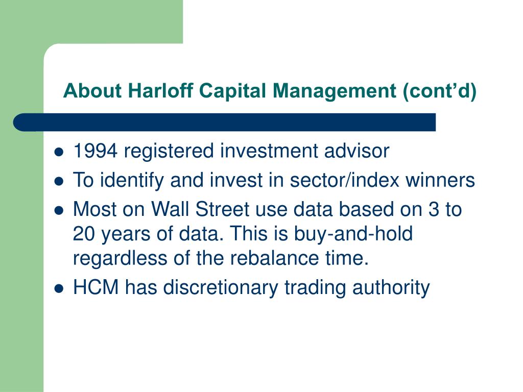 PPT - May 2005 Dr. Gary J. Harloff, Ph.D. Harloff Capital Management ...