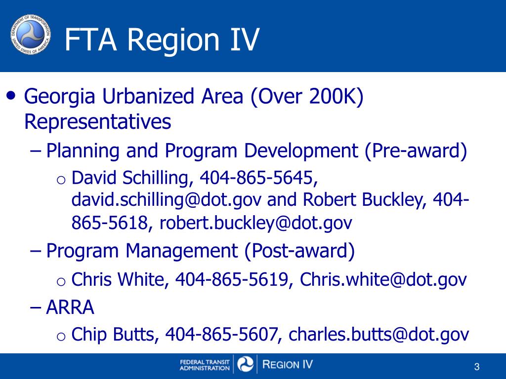 PPT - U.S. Department of Transportation Federal Transit Administration ...