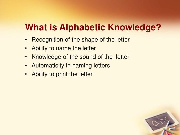 PPT - Alphabetic Knowledge PowerPoint Presentation - ID:53351