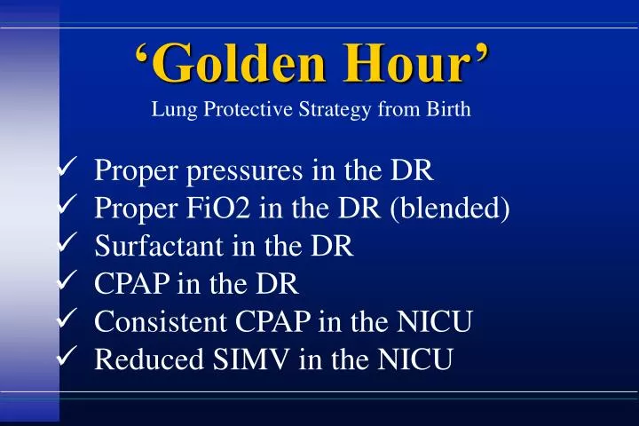 PPT - Proper pressures in the DR Proper FiO2 in the DR (blended ...
