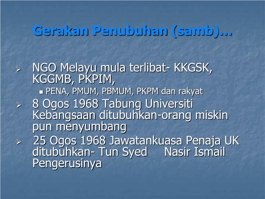 PPT - Sejarah Penubuhan dan Perkembangan UKM Oleh : Abd Razak Hussin ...