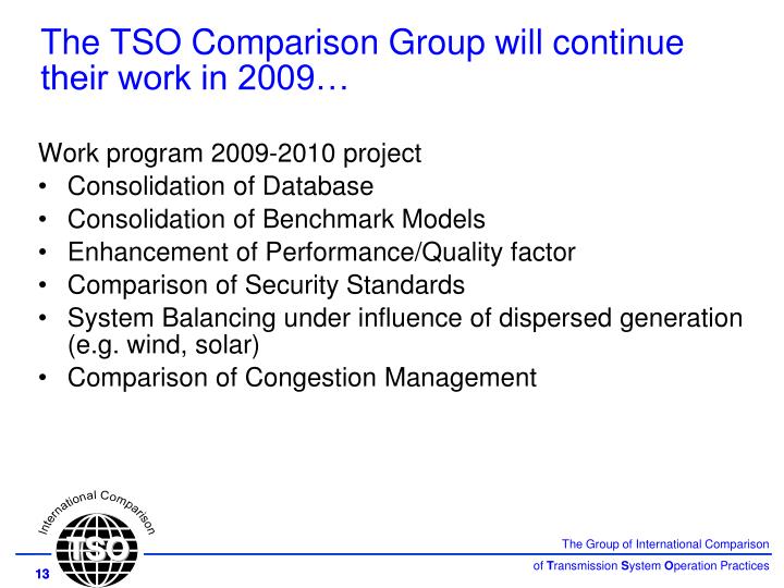 PPT - TSO Comparison Group: Benchmarking System Operation processes for ...