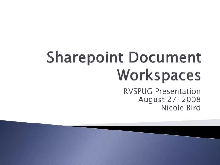 PPT - Sharepoint Document Workspaces PowerPoint Presentation, free ...